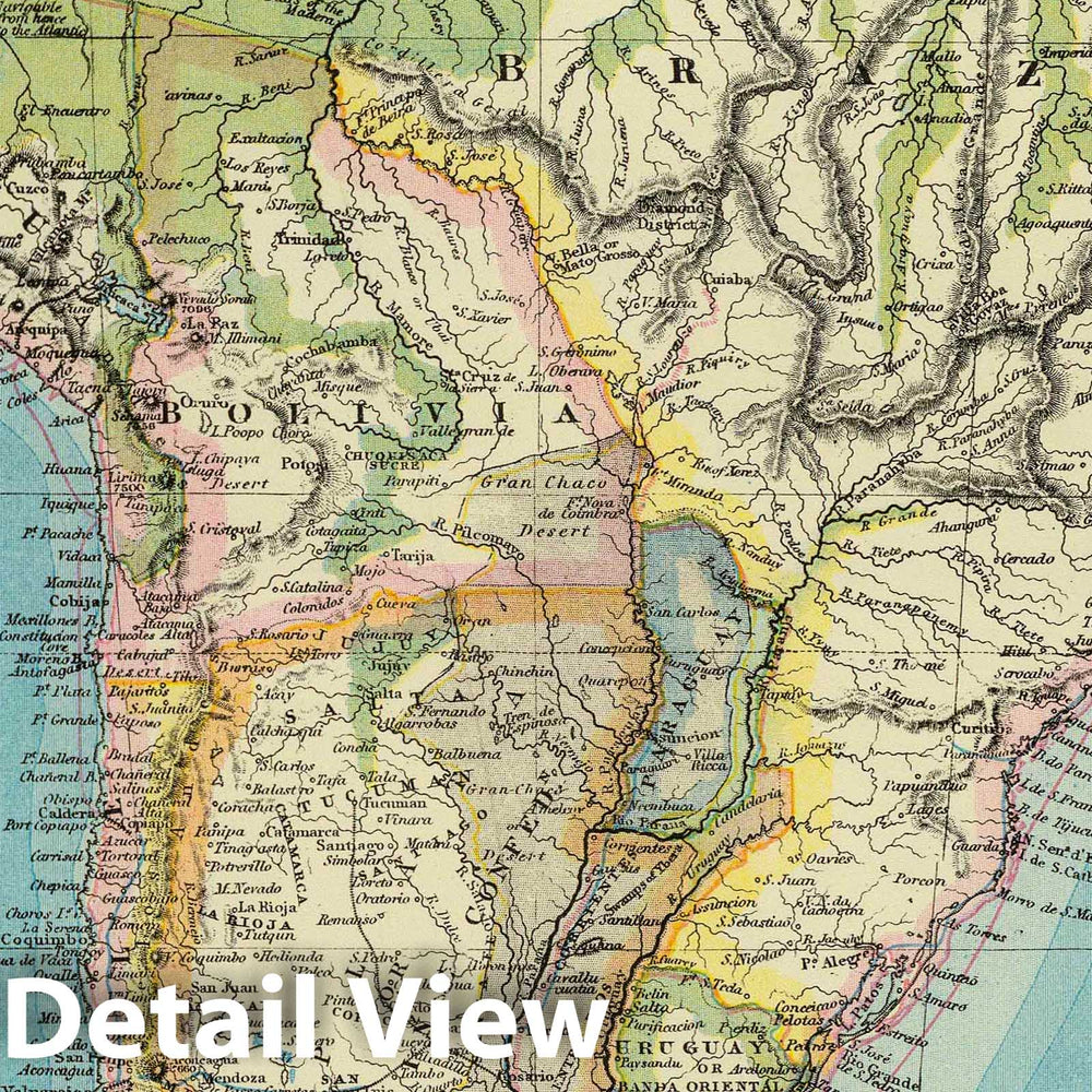 Historic Map : 1883 South America. - Vintage Wall Art – Historic Pictoric