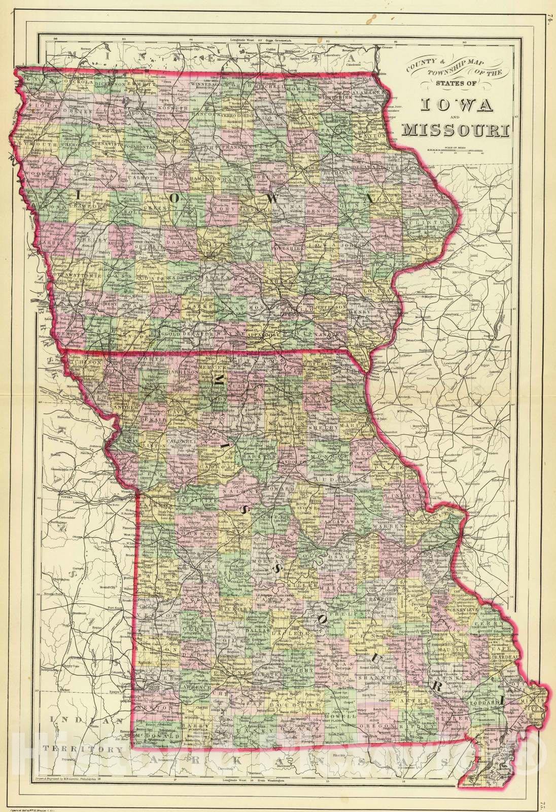Historic Wall Map : 1890 Iowa, Missouri. - Vintage Wall Art – Historic ...