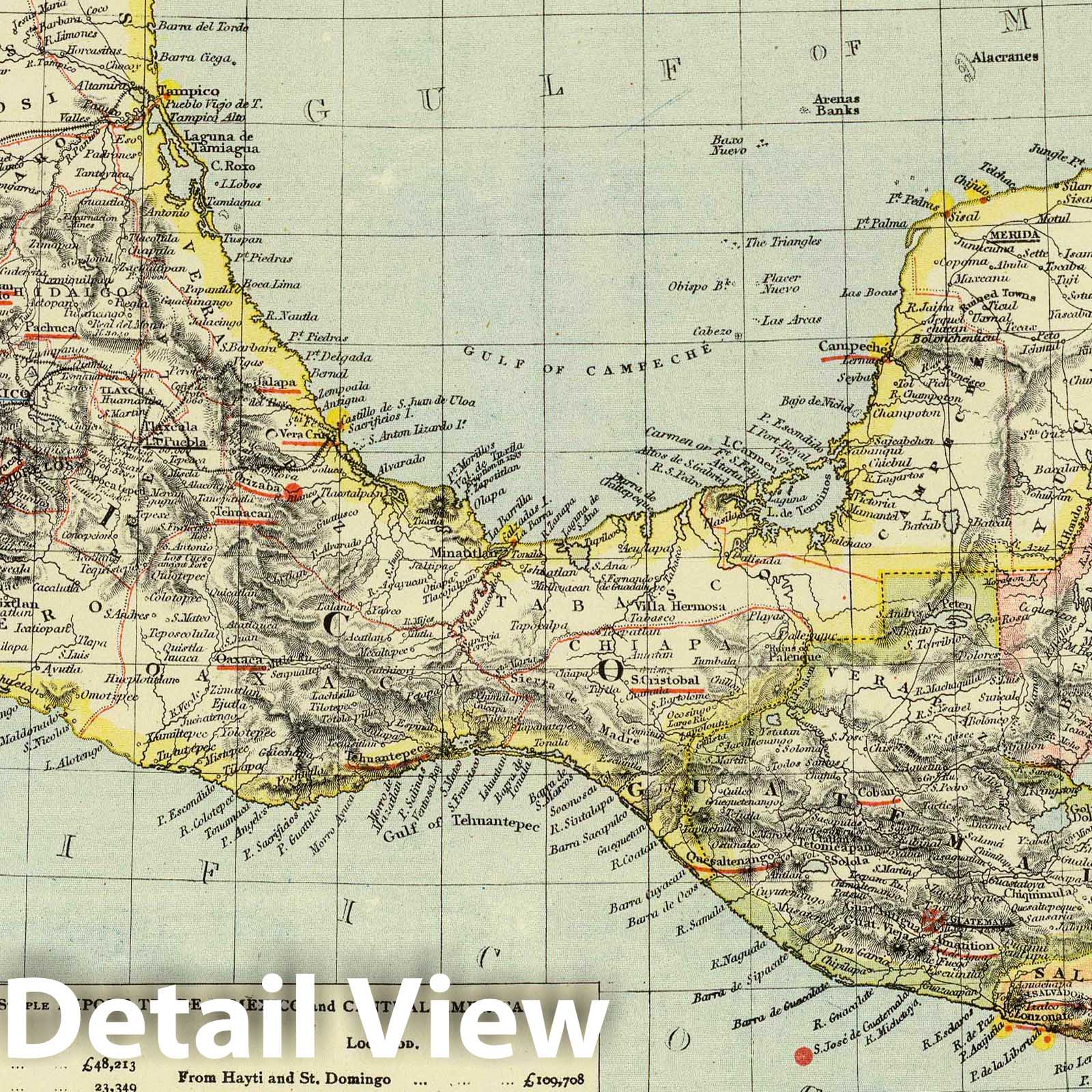 Historic Wall Map : 1883 Mexico South, Central America. - Vintage Wall ...