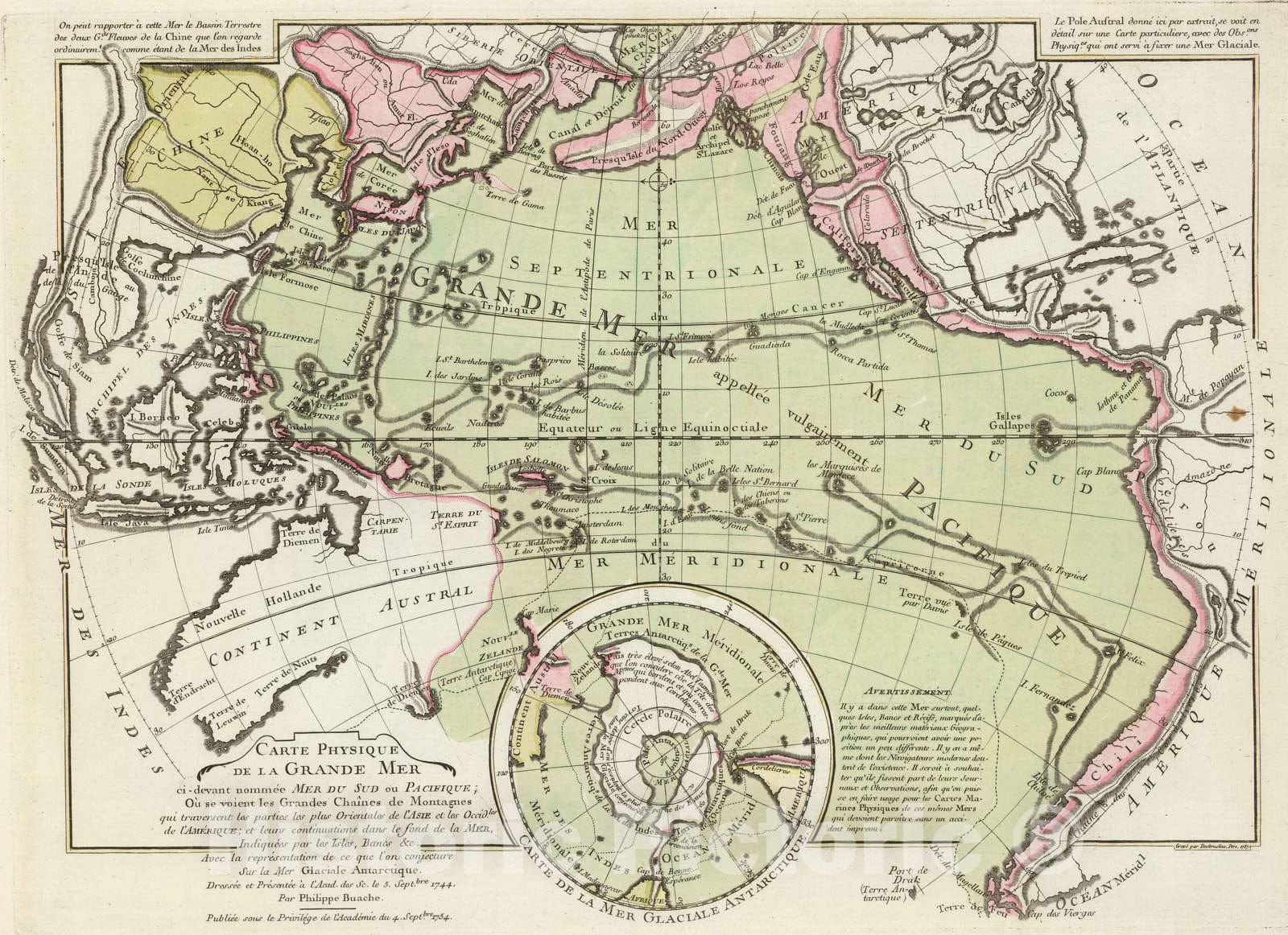 Historic Map : 1757 Grande Mer. - Vintage Wall Art - Historic Pictoric