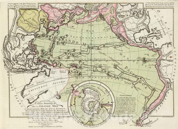Historic Map : 1757 Grande Mer. - Vintage Wall Art - Historic Pictoric