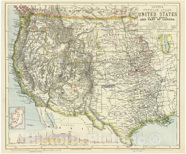 Historic Map : United States, U.S. West, 1883 U.S. Western. , Vintage ...