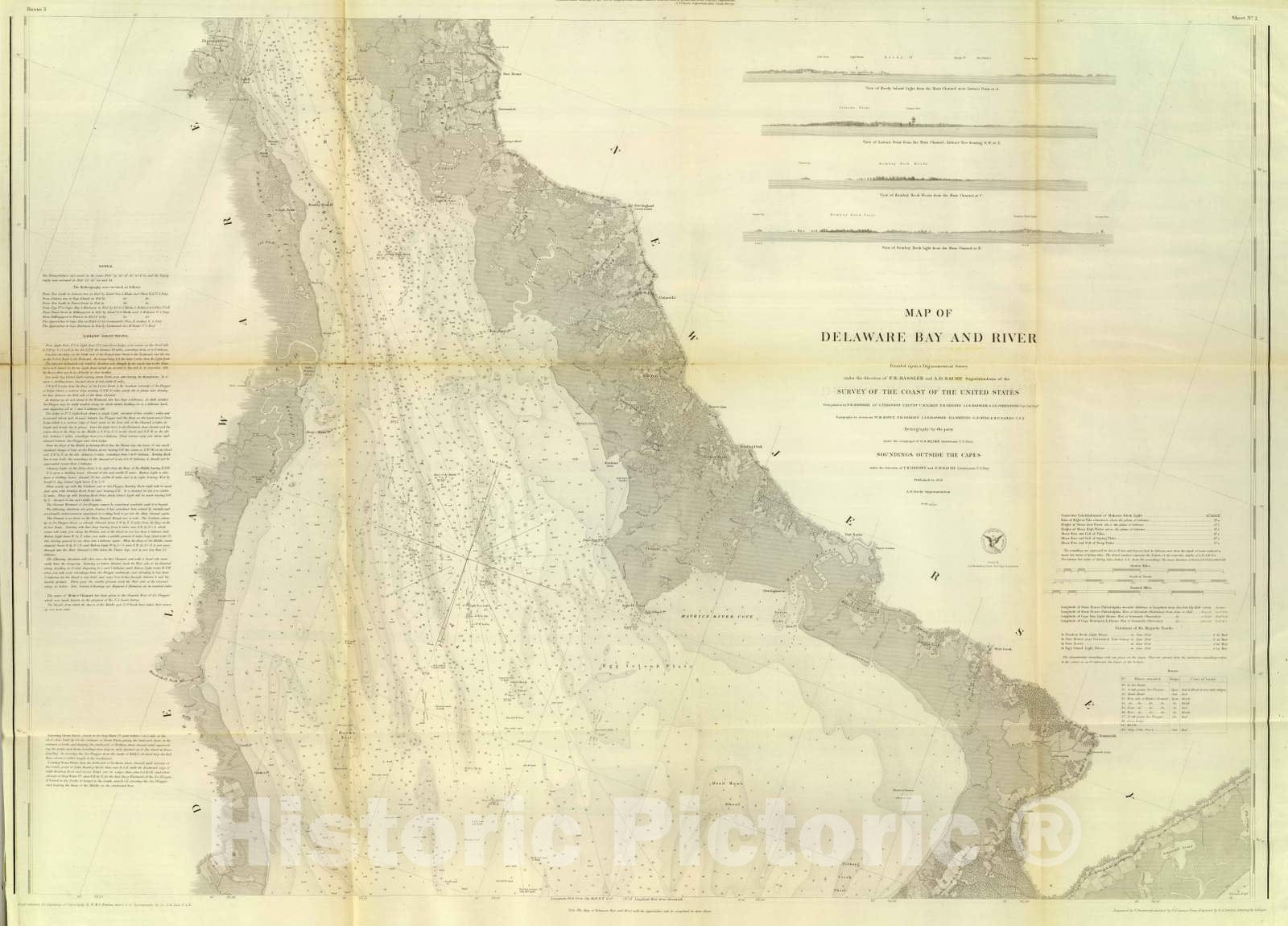 Historic Map : Chart Atlas - 1848 Delaware Bay, River 2. - Vintage Wal ...