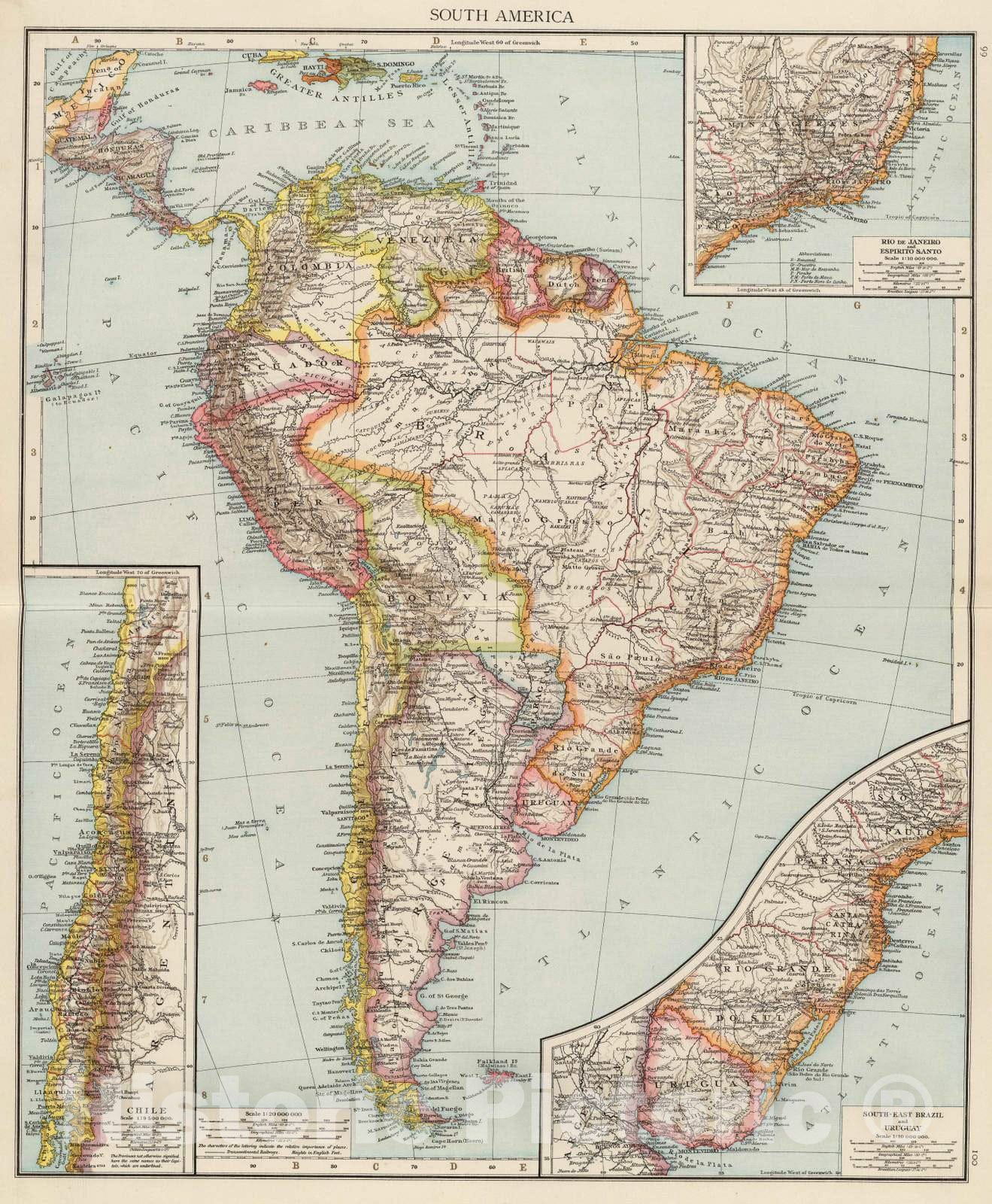 Historic Map : 1895 South America : Vintage Wall Art – Historic Pictoric