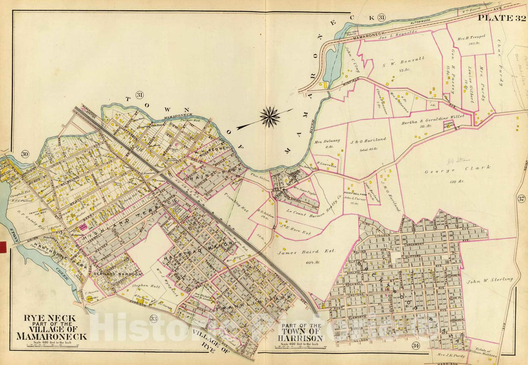 Historic Map : 1910 Rye Neck, Harrison. - Vintage Wall Art – Historic ...