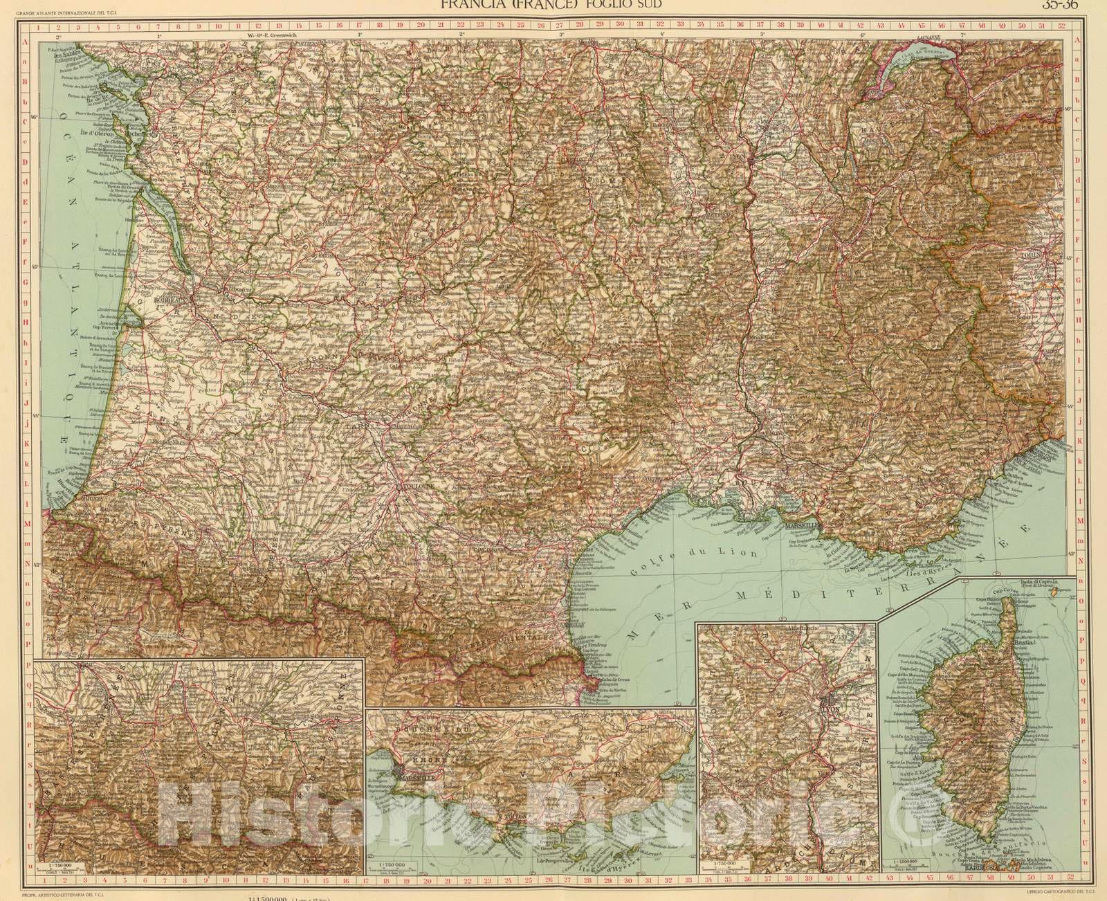 Historic Map : France, 1929 35-36. Francia sud. , Vintage Wall Art ...