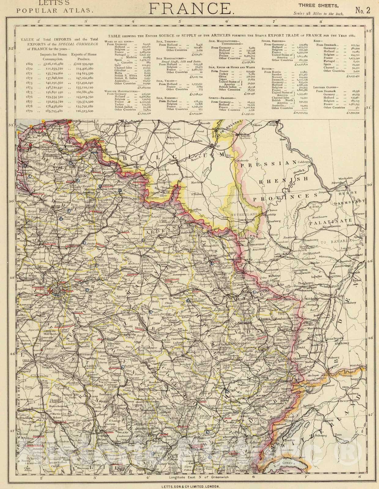 Historic Map : 1883 France 2. - Vintage Wall Art – Historic Pictoric