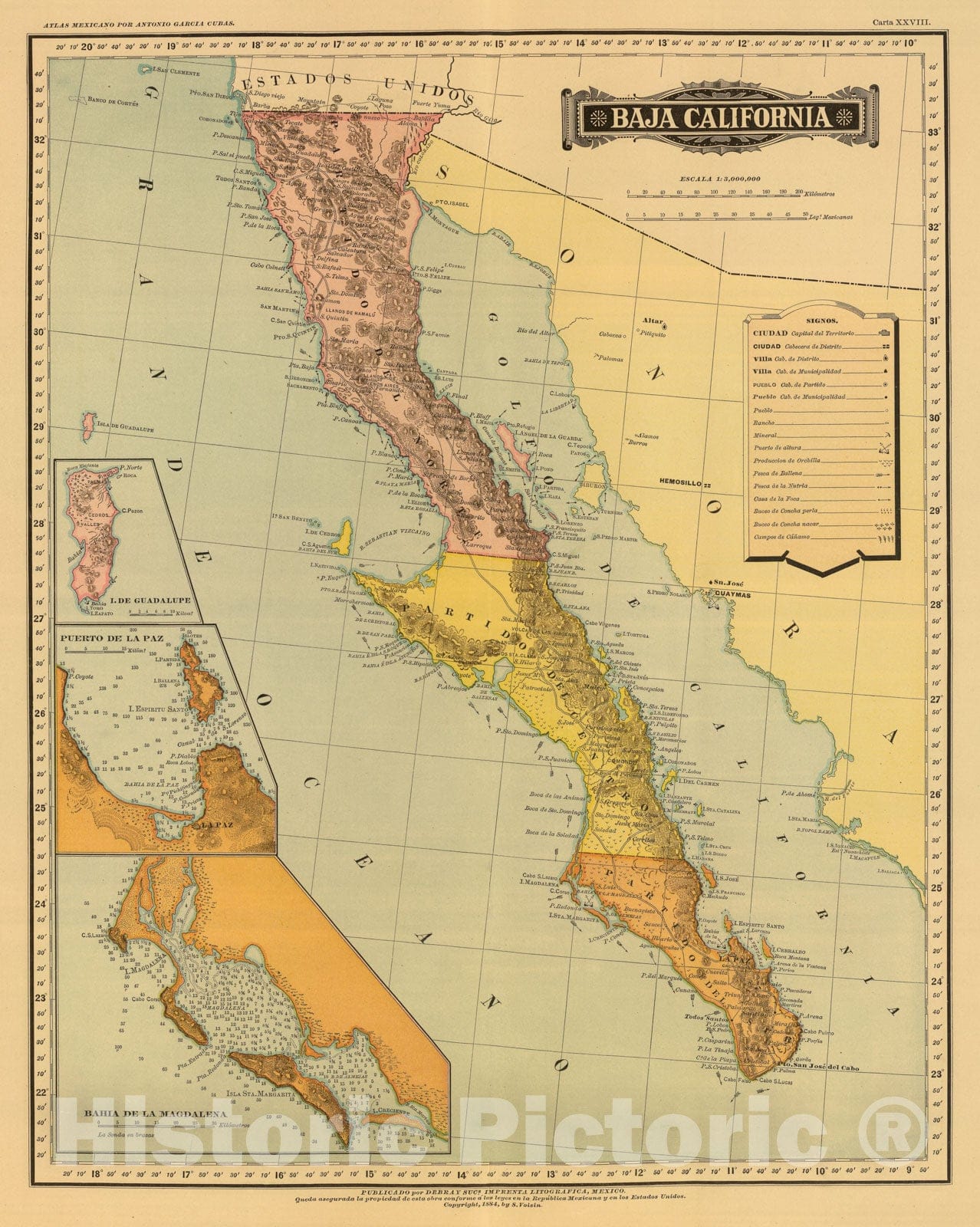 Historic Map : Mexico, Baja California (Mexico) 1886 Baja California ...