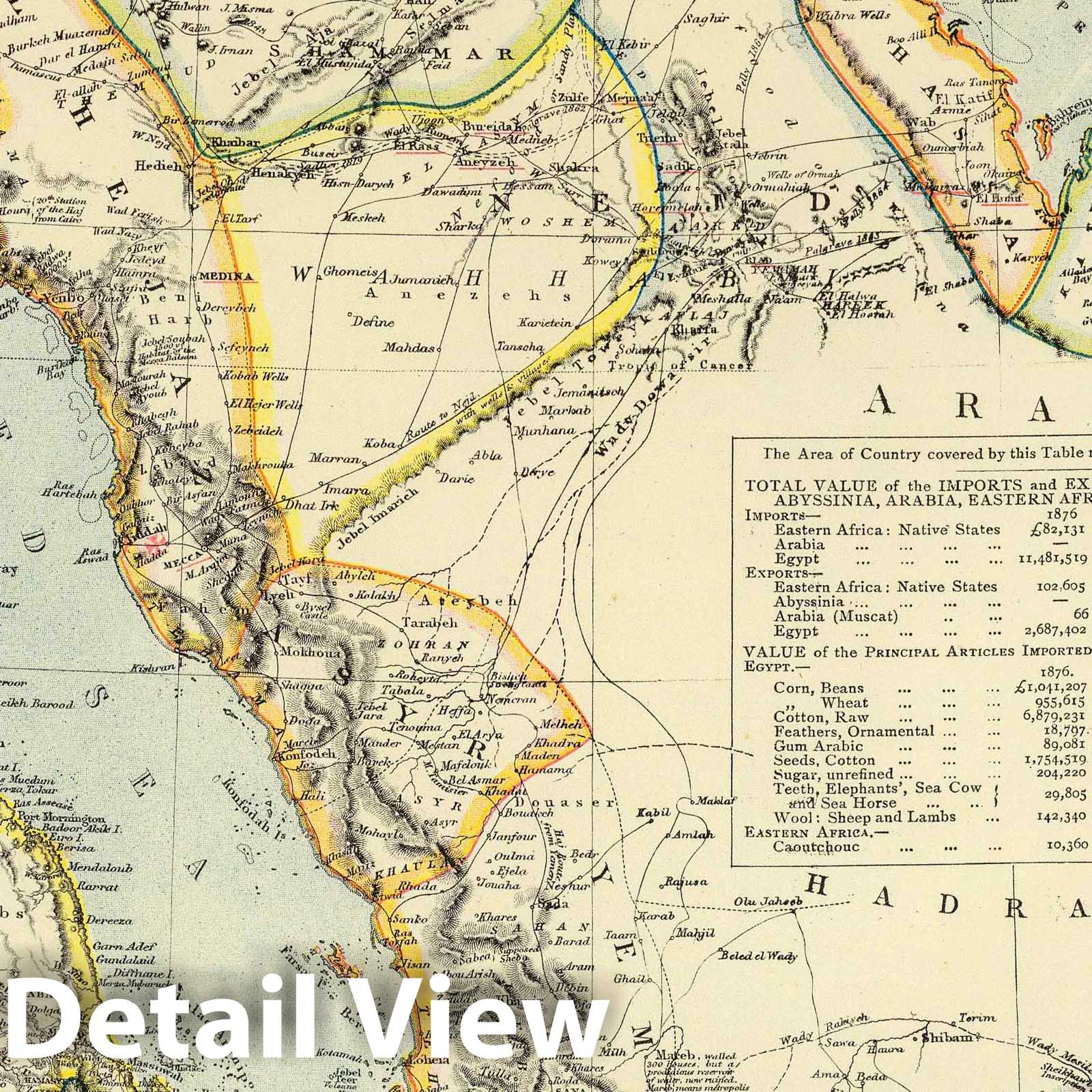 Historic Map - World Atlas - 1883 Arabia, Egypt, Nubia, Abyssinia. - V ...