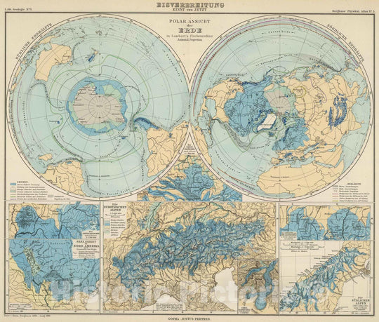 Historic Map : Canada; Germany, , Europe; World 1892 Eisverbreitung ...