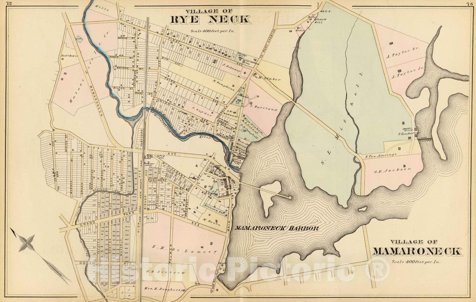 Historic Map : 1881 Rye Neck, Mamaroneck - Vintage Wall Art – Historic ...