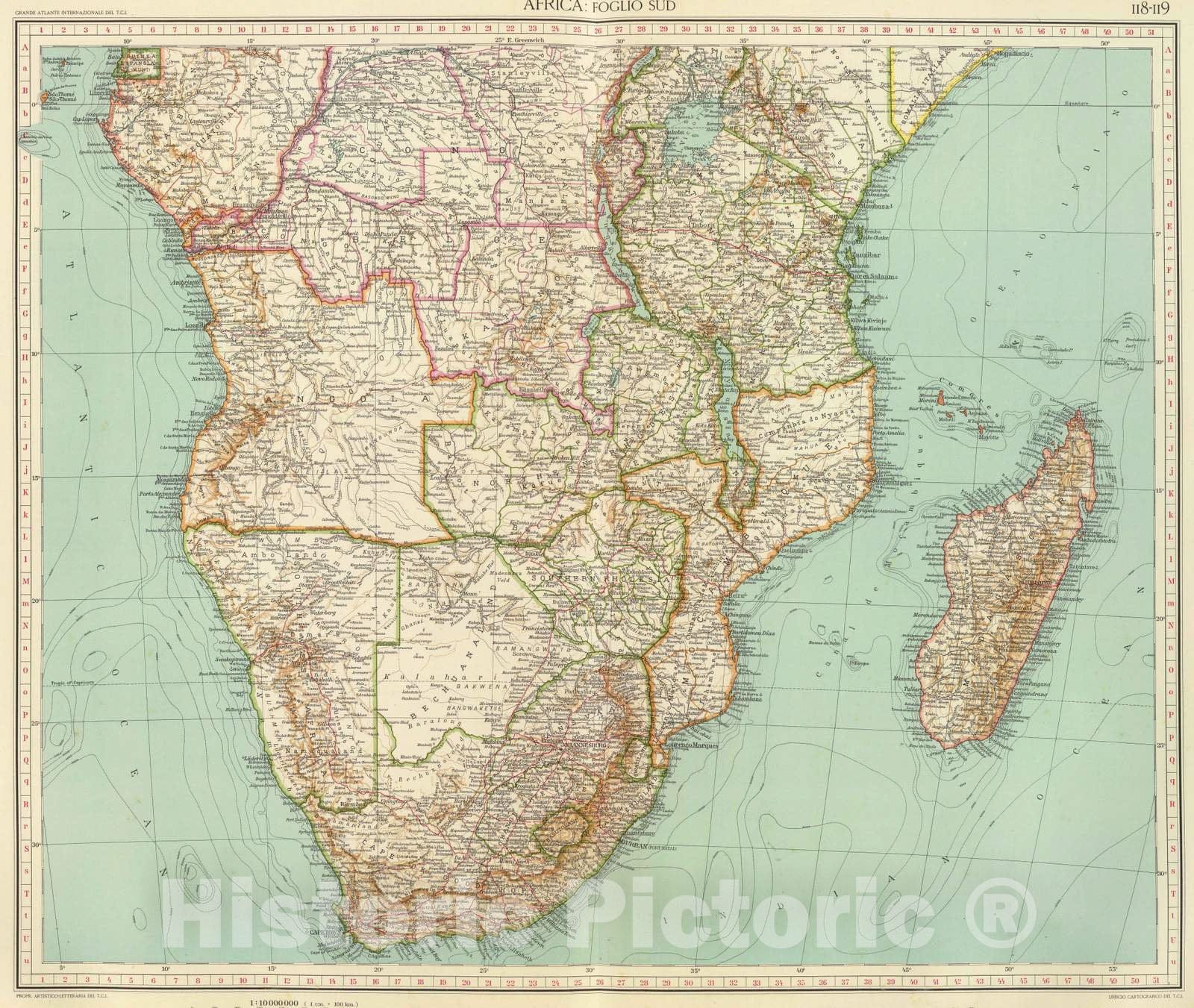Historic Map : Africa, Northeast 1929 118-19. Africa sud. , Vintage Wa ...