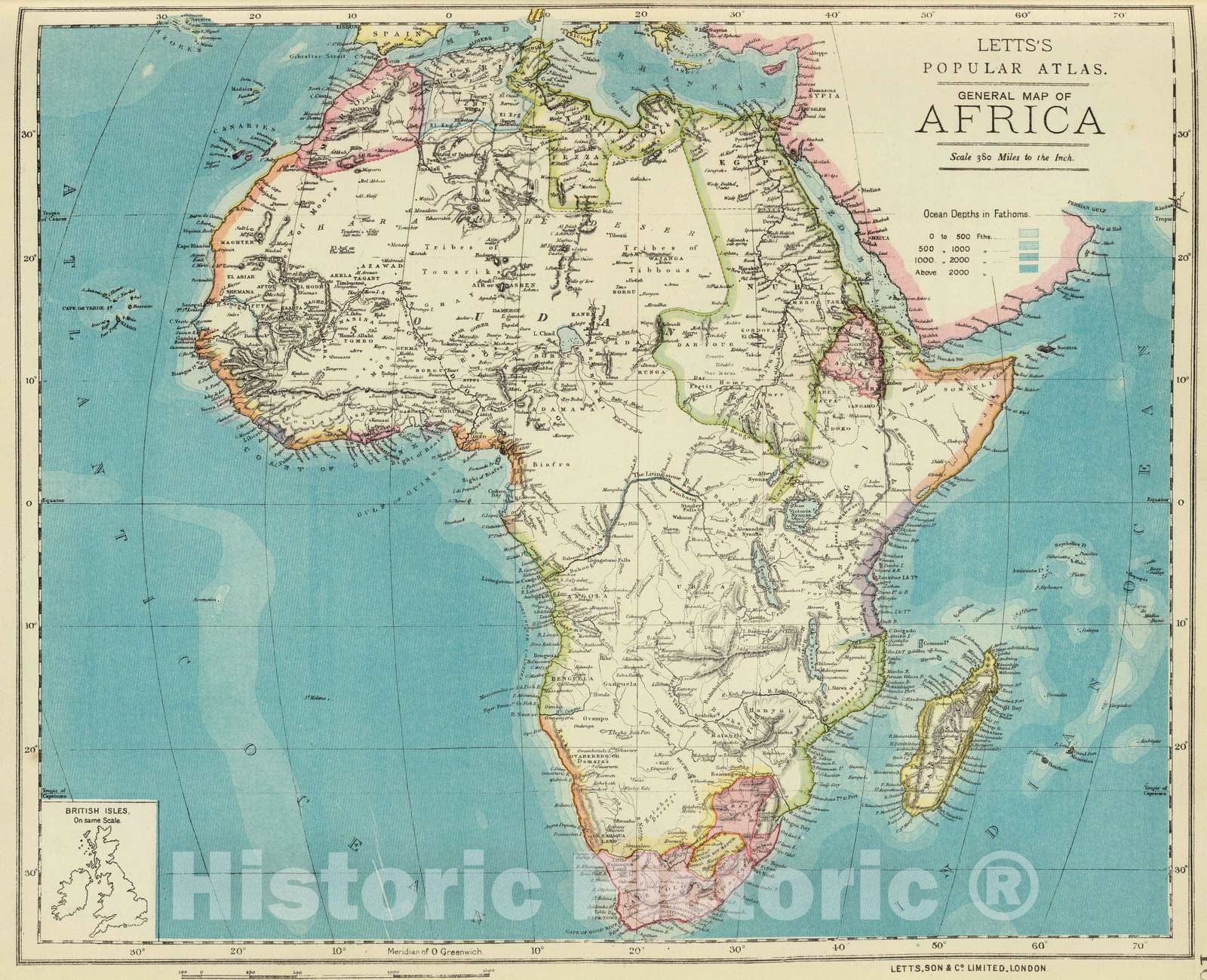 Historic Map : 1883 Africa : Vintage Wall Art – Historic Pictoric