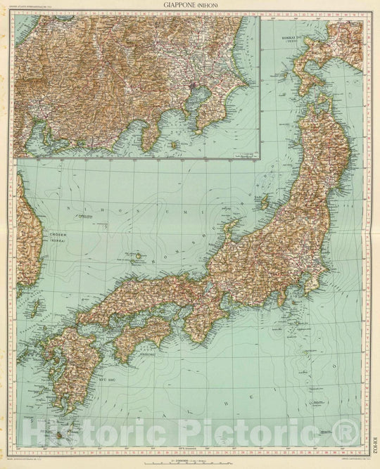 Historic Map : Japan, 1929 101-02. Giappone. , Vintage Wall Art – Historic Pictoric