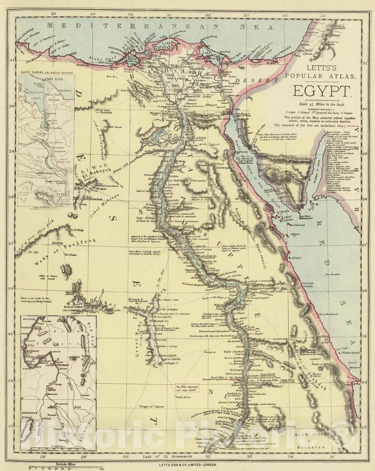 Historic Map : 1883 Egypt. - Vintage Wall Art – Historic Pictoric