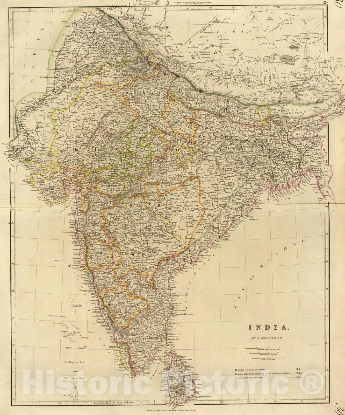 Historic Map : 1832 India. v1 - Vintage Wall Art – Historic Pictoric