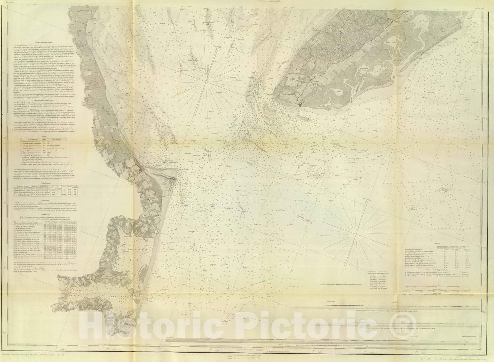 Historic Map : Chart Atlas - 1848 Delaware Bay, River 1. - Vintage Wal ...