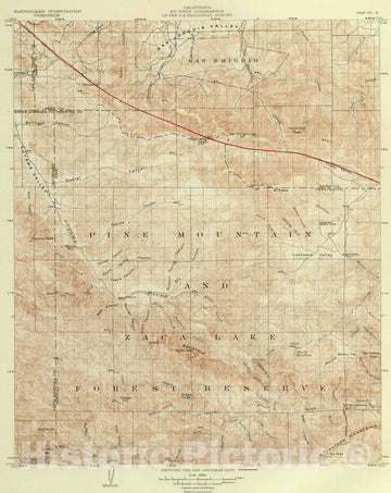 Historic Map : 1908 Mt. Pinos Quadrangle Showing San Andreas Rift. - V ...