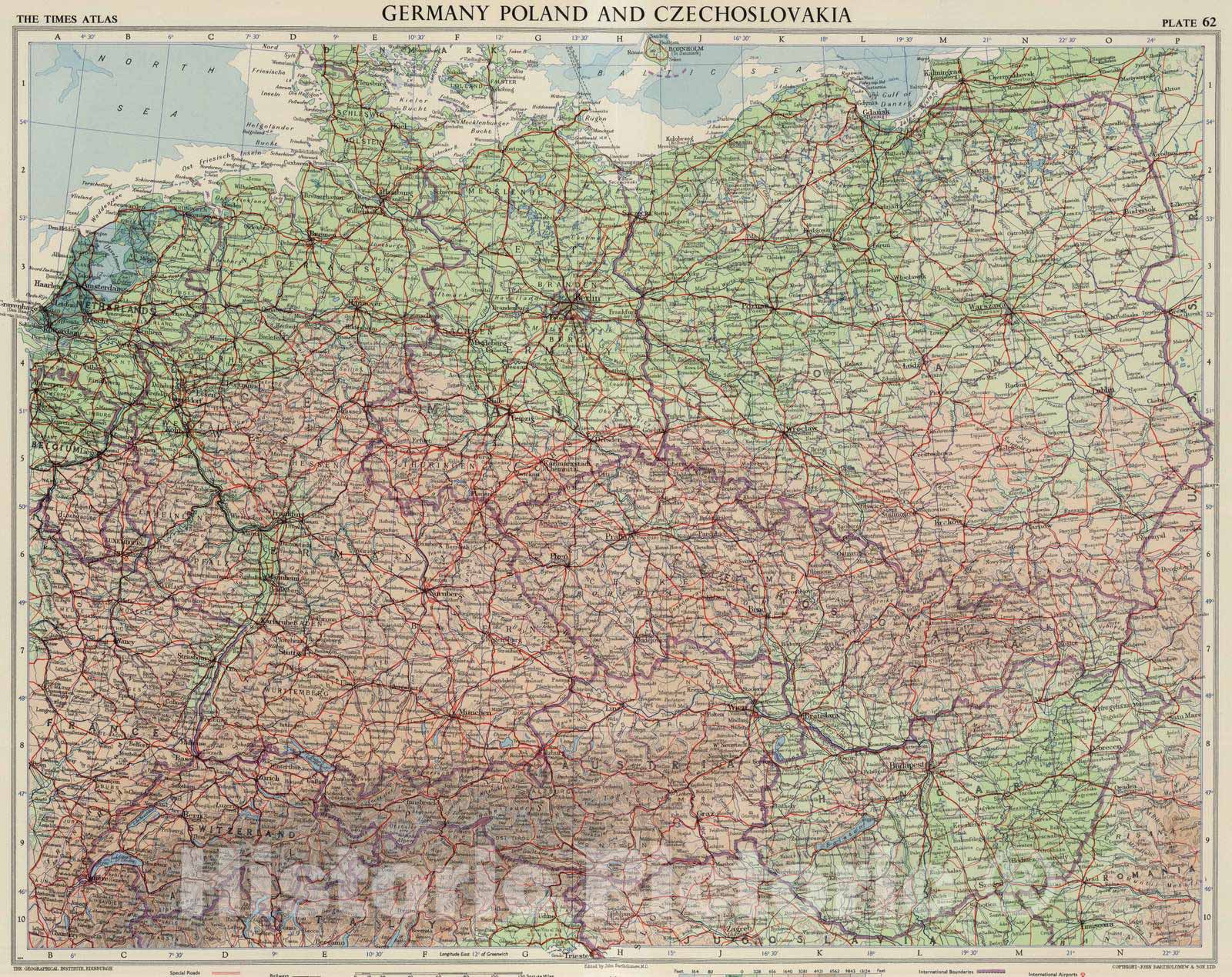 Historic Map : 1955 Germany, Poland and Switzerland, Plate 62, V. III ...