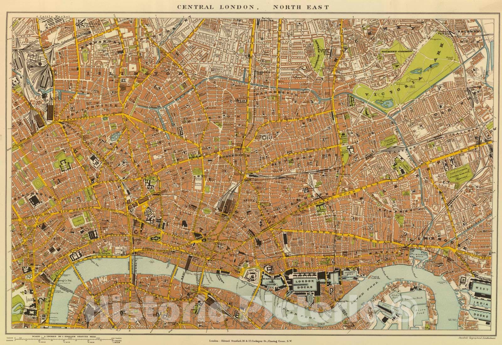 Historic Map : England , London (England), 1901 London NE. , Vintage W ...