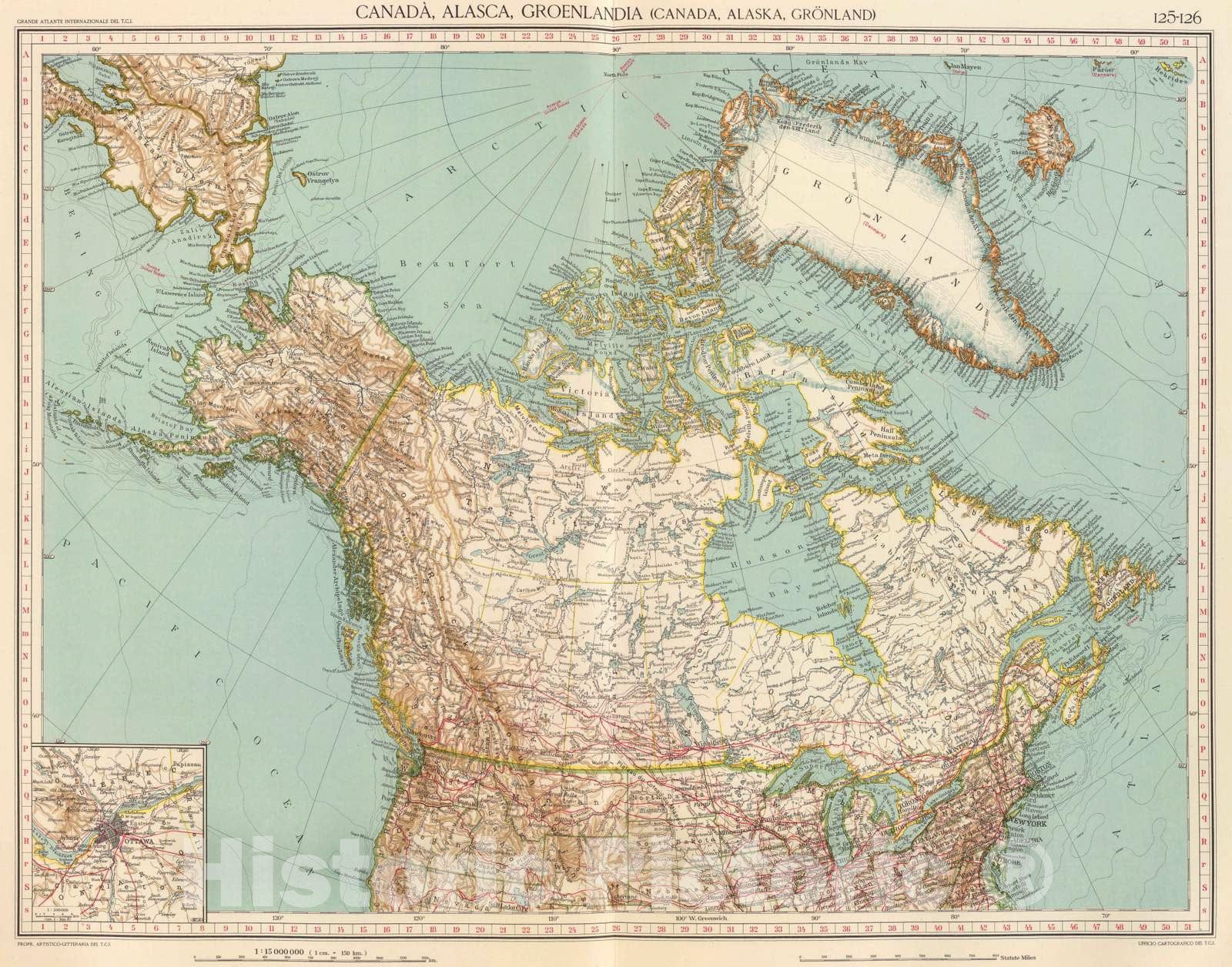 Historic Map : Canada; Greenland, Alaska, , North America 1929 125-26 ...