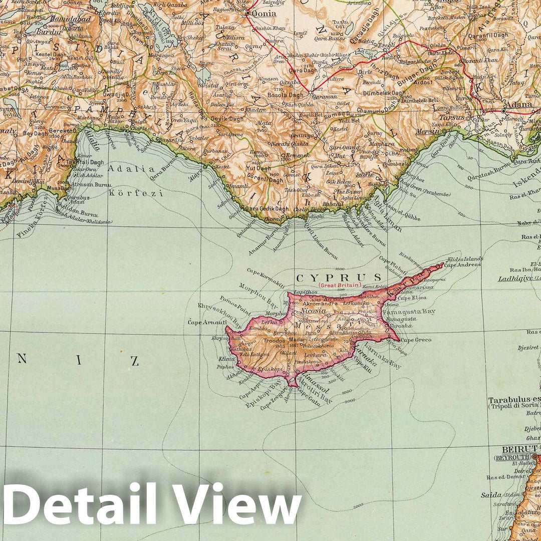 Historic Wall Map : Syria; Turkey, Istanbul Region (Turkey) 1929 88-89 ...