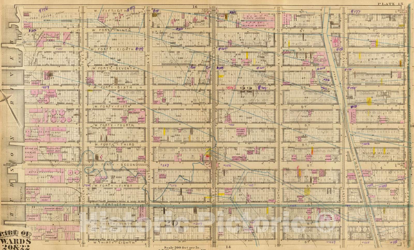 Historic Map : City Atlas - 1879 15. Wards 20, 22. - Vintage Wall Art ...
