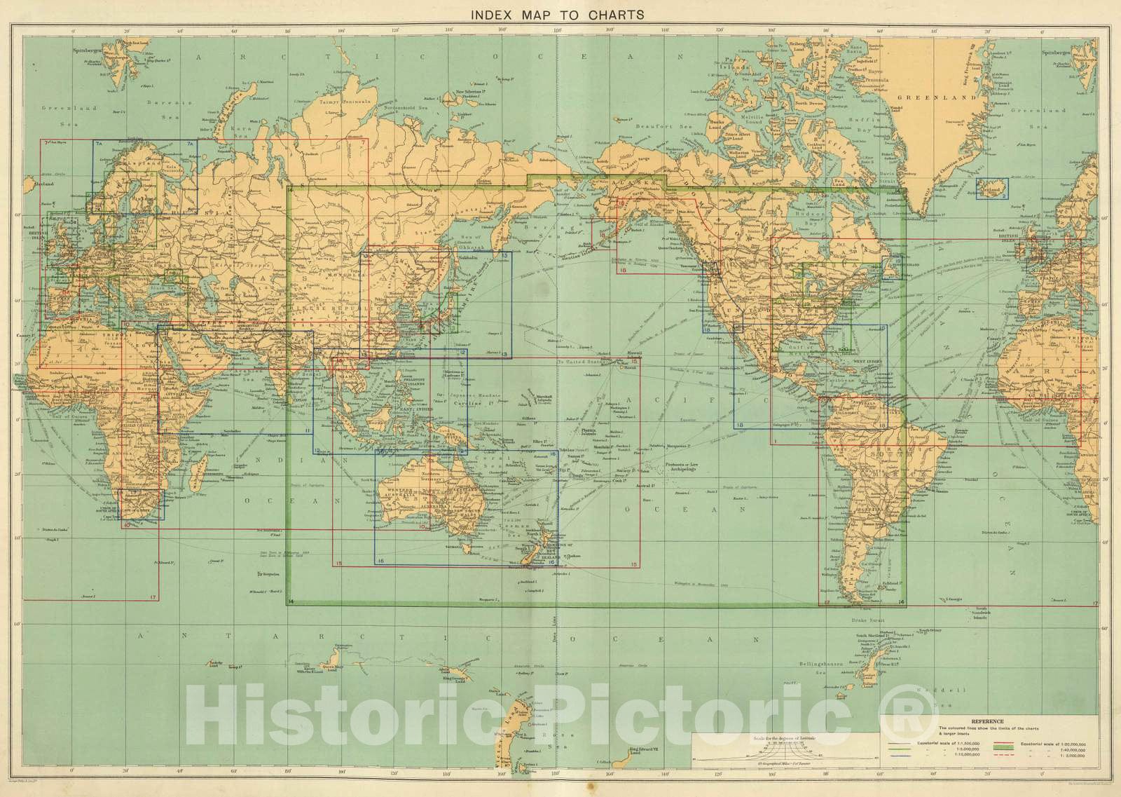 Historic Wall Map : 1922 Index map: New mercantile Marine Atlas. - Vin ...