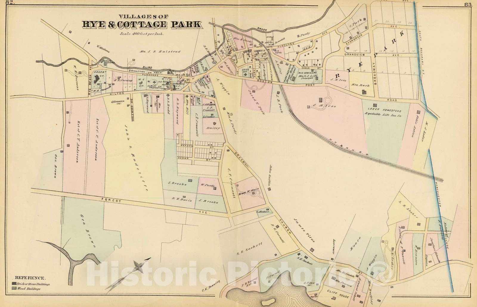Historic Map : 1881 Rye, Cottage Park. - Vintage Wall Art – Historic ...
