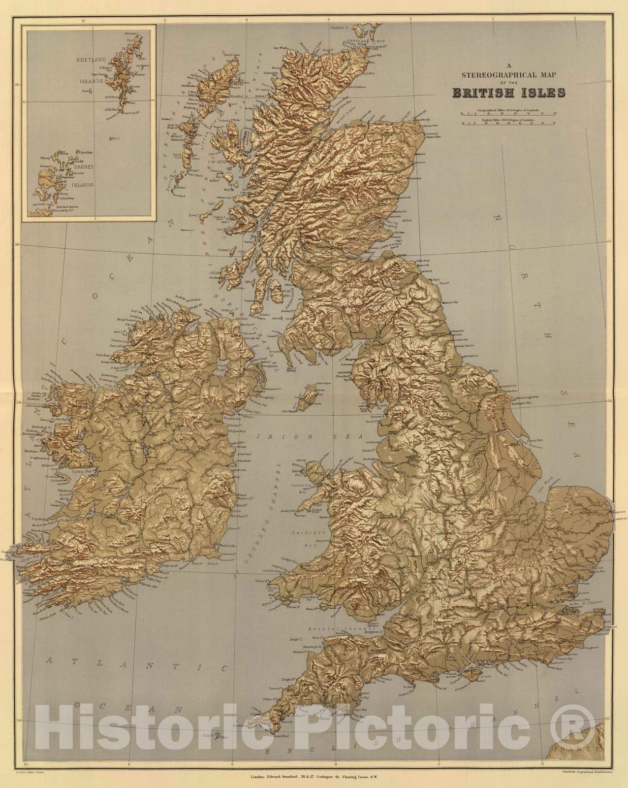 Historic Map : 1901 Stereographical map, British Isles. - Vintage Wall ...