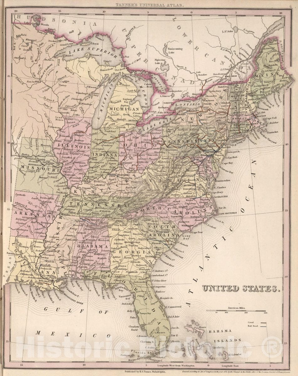 Historic Map : United States, 1835 Atlas - Vintage Wall Art – Historic ...