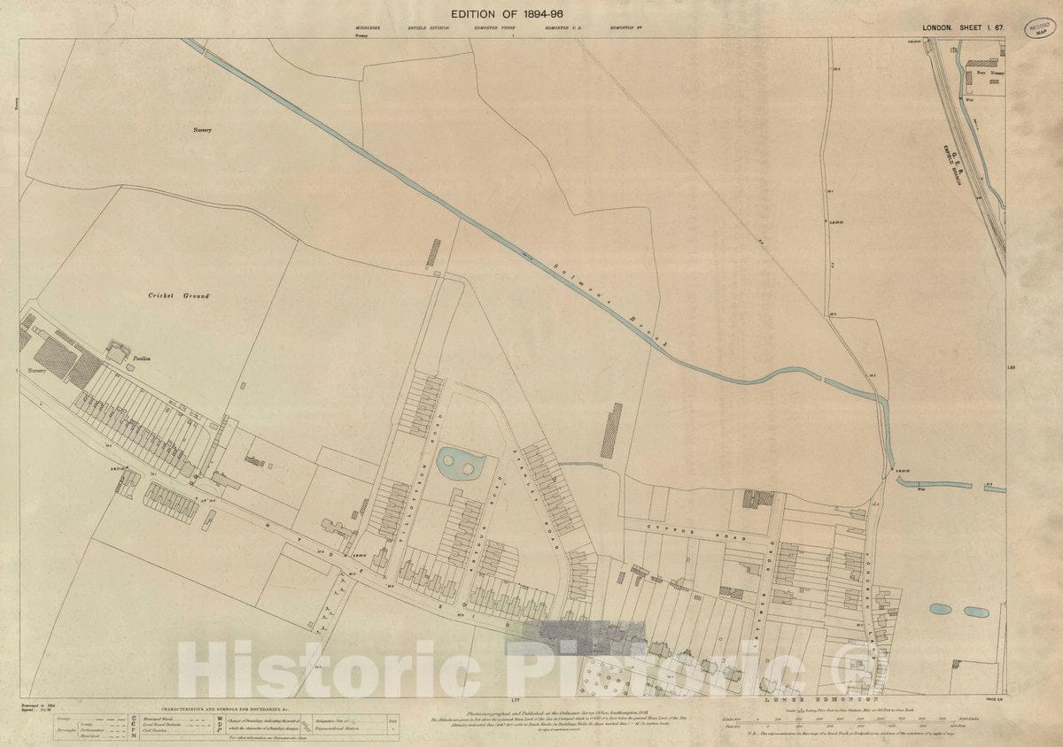 Historic Map : Ordnance Survey Maps, London, Five feet to The Mile. Lo ...