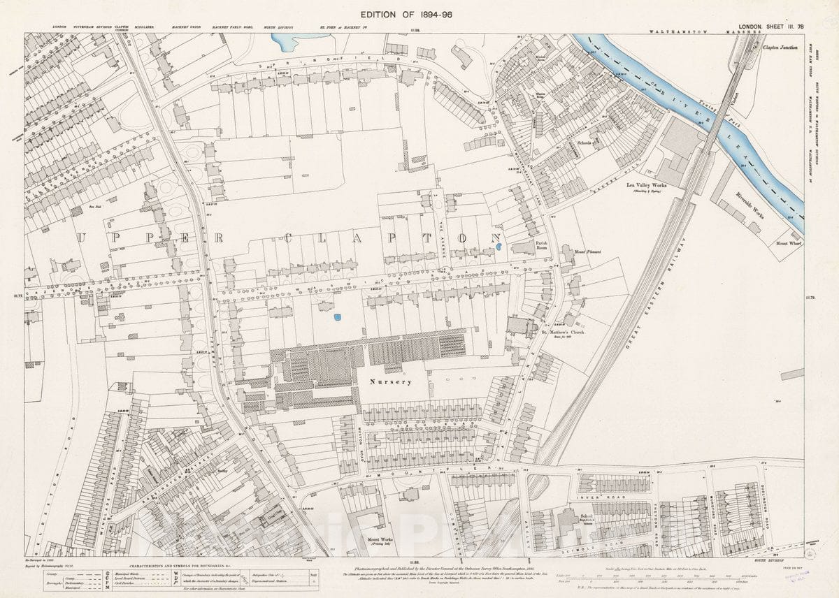 Historic Map : Ordnance Survey Maps, London, Five feet to The Mile. Lo ...