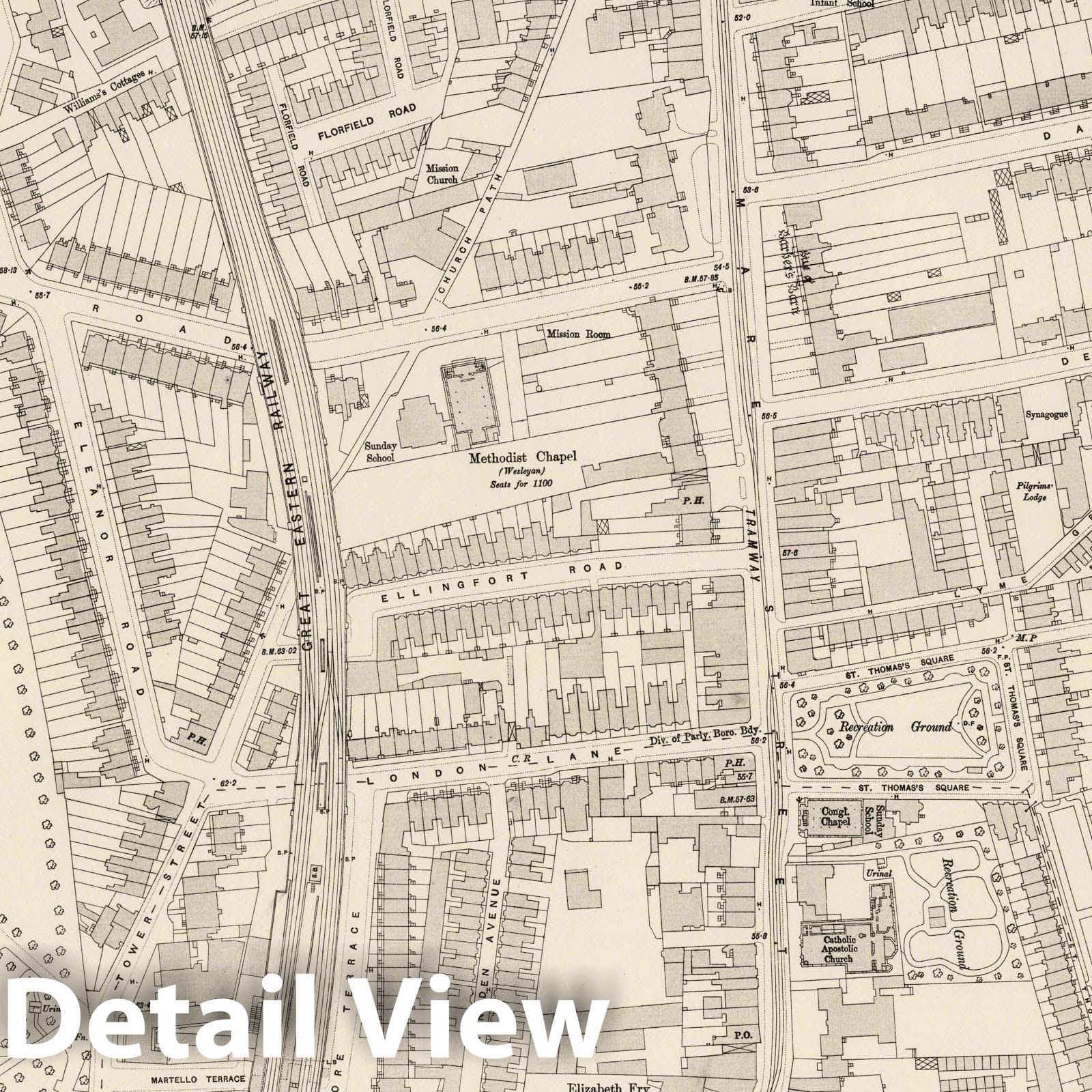 Historic Map : Ordnance Survey Maps, London, Five feet to The Mile. Lo ...