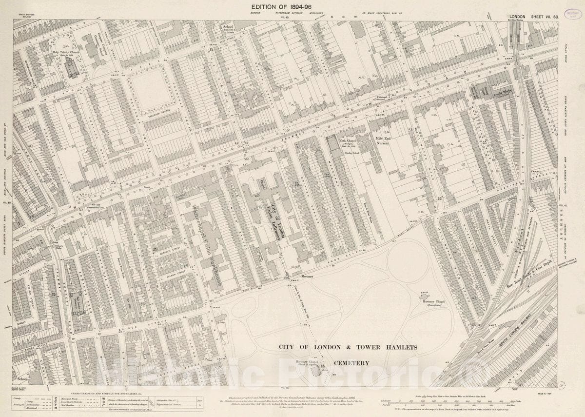 Historic Map : Ordnance Survey Maps, London, Five feet to The Mile. Lo ...