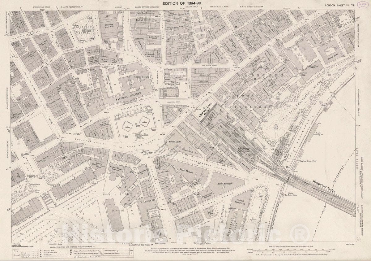 Historic Map : Ordnance Survey Maps, London, Five feet to The Mile. Lo ...
