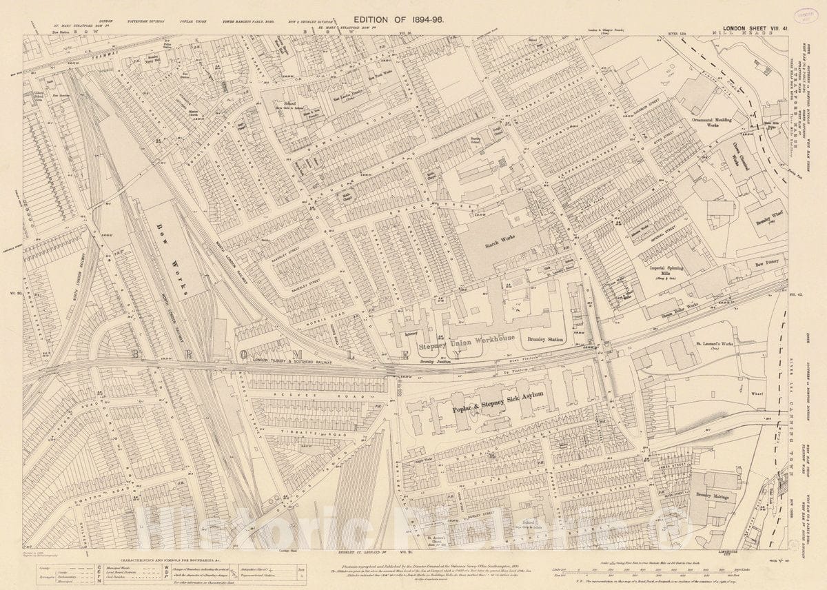 Historic Map : Ordnance Survey Maps, London, Five feet to The Mile. Lo ...