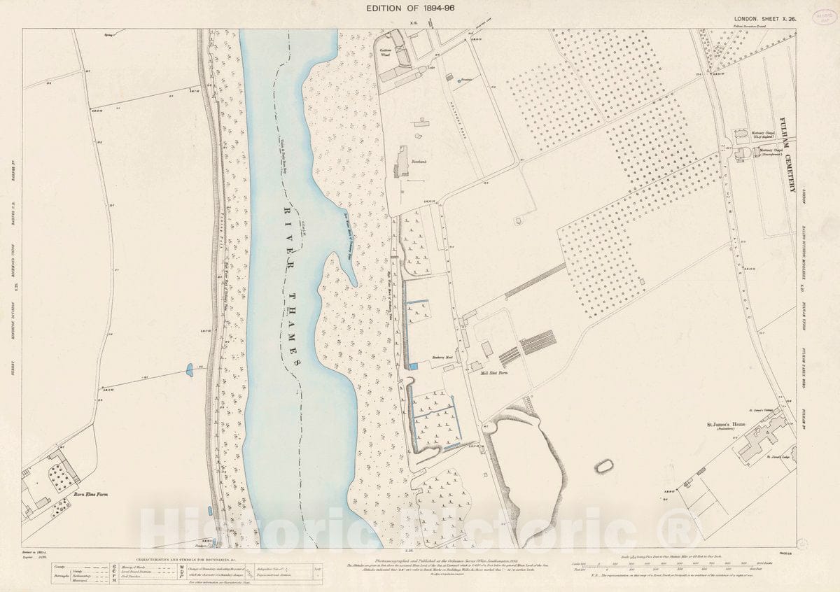 Historic Map : Ordnance Survey Maps, London, Five feet to The Mile. Lo ...