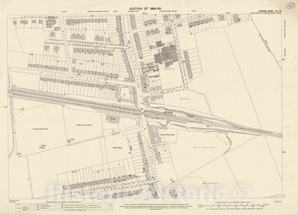 Historic Map : Ordnance Survey Maps, London, Five feet to The Mile. Lo ...