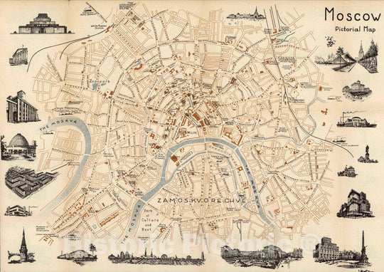 Historic Map - Intourist's Pocket Guide to The Soviet Union. Maps of M ...