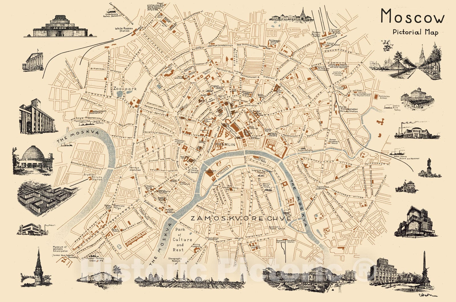 Historic Map - Intourist's Pocket Guide to The Soviet Union. Maps of M ...