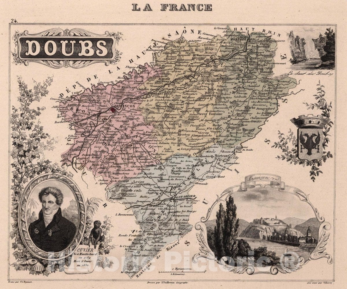 Historic Map : Doubs, 1869 Atlas - Vintage Wall Art – Historic Pictoric