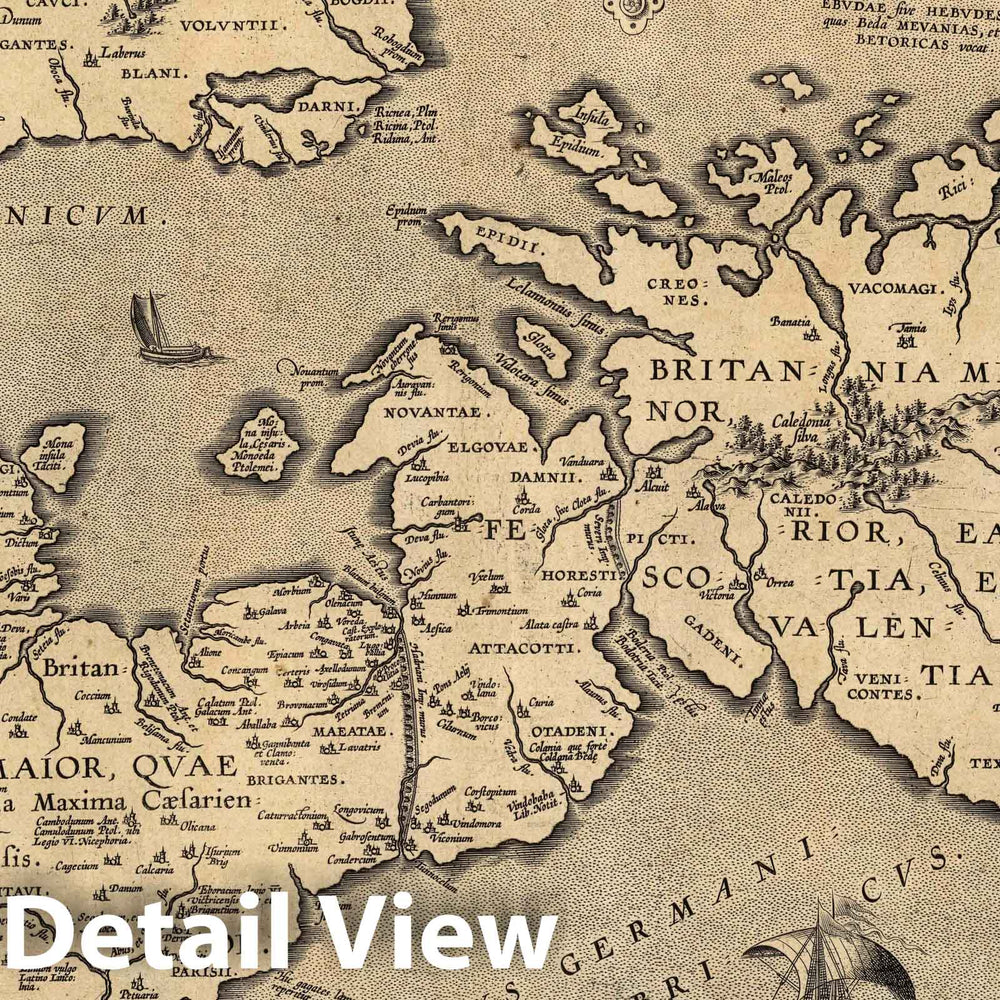 Historic Wall Map : United Kingdom, (ix) Britannicarum Insularum, 1595 ...