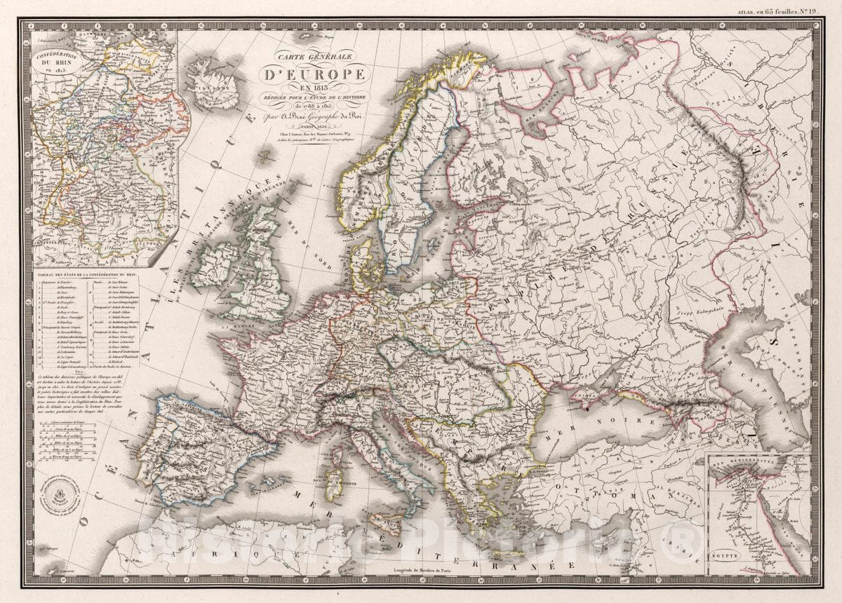 Historic Map : Carte generale d'Europe en 1813, 1826 Atlas - Vintage W ...