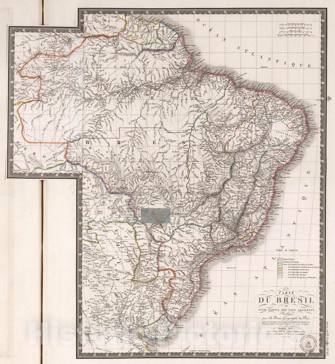 Historic Map : Brazil, , South America Carte du Bresil et d'une Partie ...
