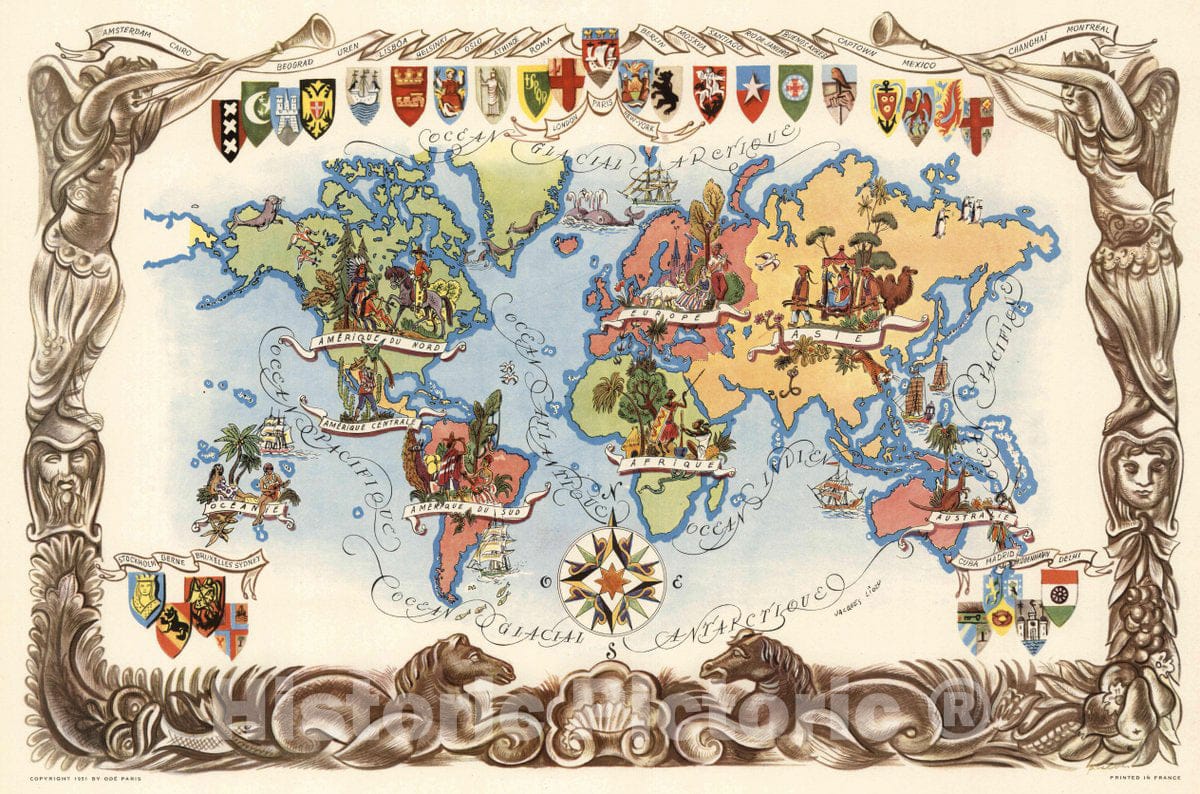 Historic Map : (World Pictorial Map), 1951 Pictorial Map - Vintage Wal ...