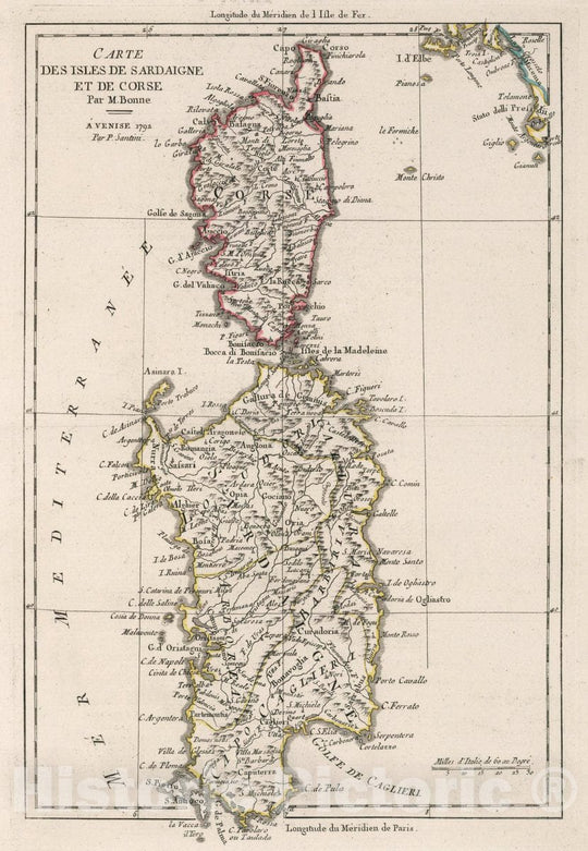 Historic Map : Italy, Sardinia (Italy) Carte des Isles de Sardaigne et ...
