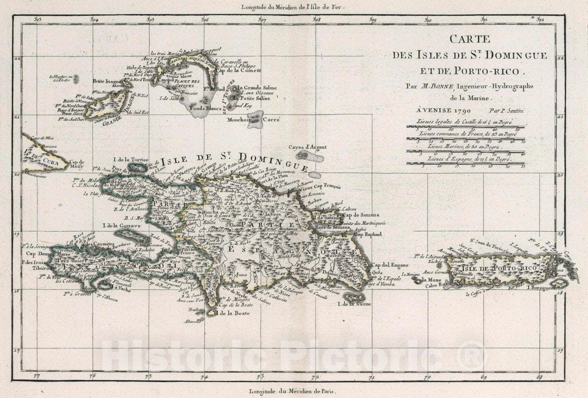 Historic Wall Map : Dominican Republic, Carte des Isles de St. Domingu ...
