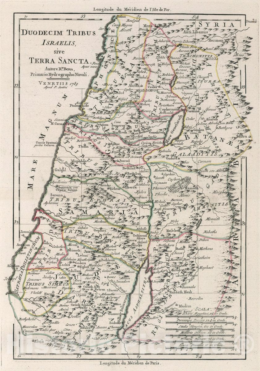 Historic Map : Israel, Duodecim tribus Israelis, sive Terra Sancta, 17 ...