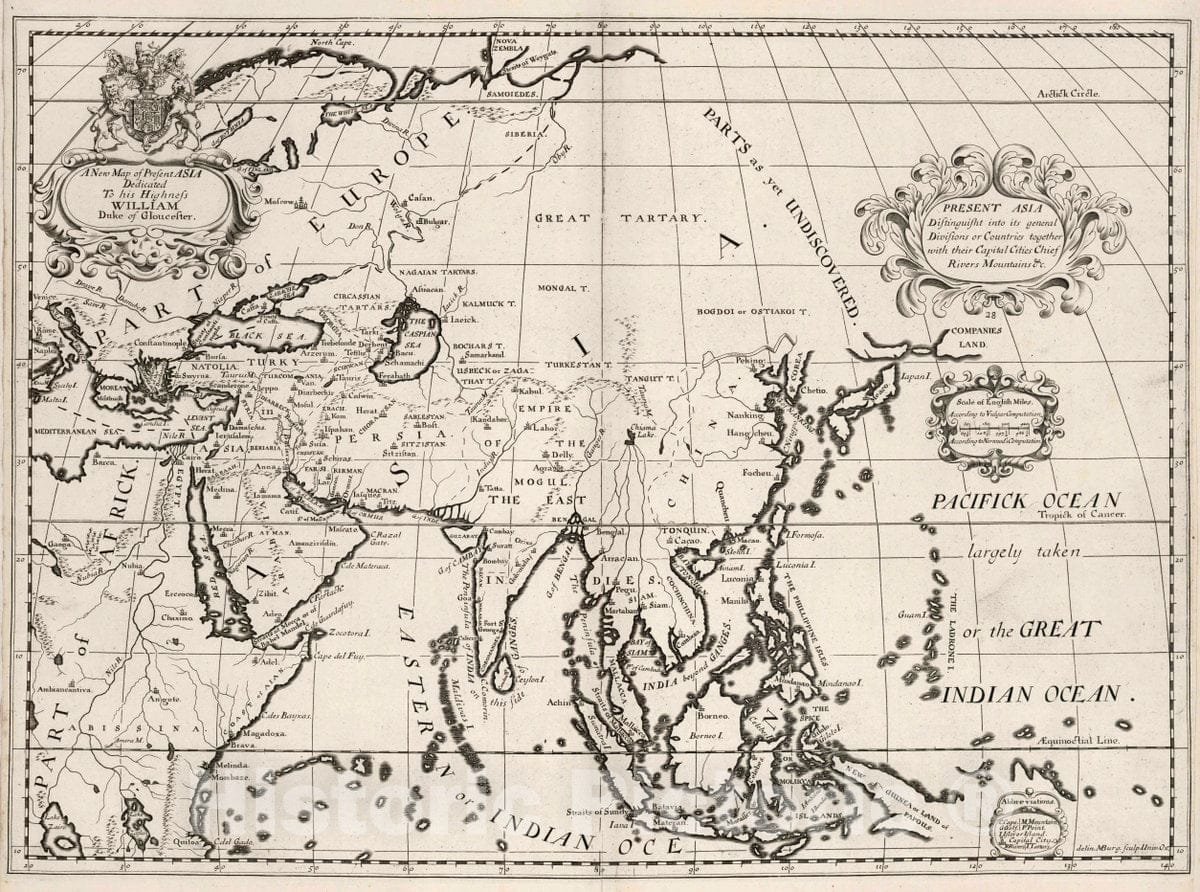 Historic Map : A new map of present Asia. Present Asia distinguisht in ...